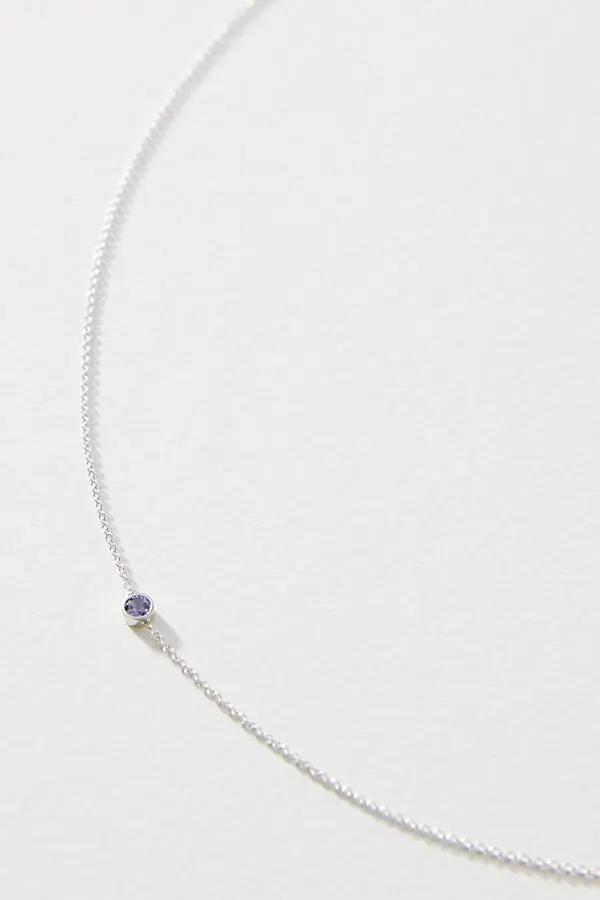 Maya Brenner Designs 14k White Gold Asymmetric Birthstone Necklace - December
