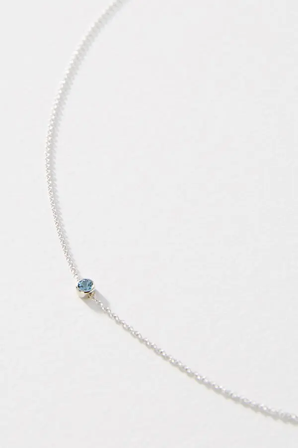 Maya Brenner Designs 14k White Gold Asymmetric Birthstone Necklace - March