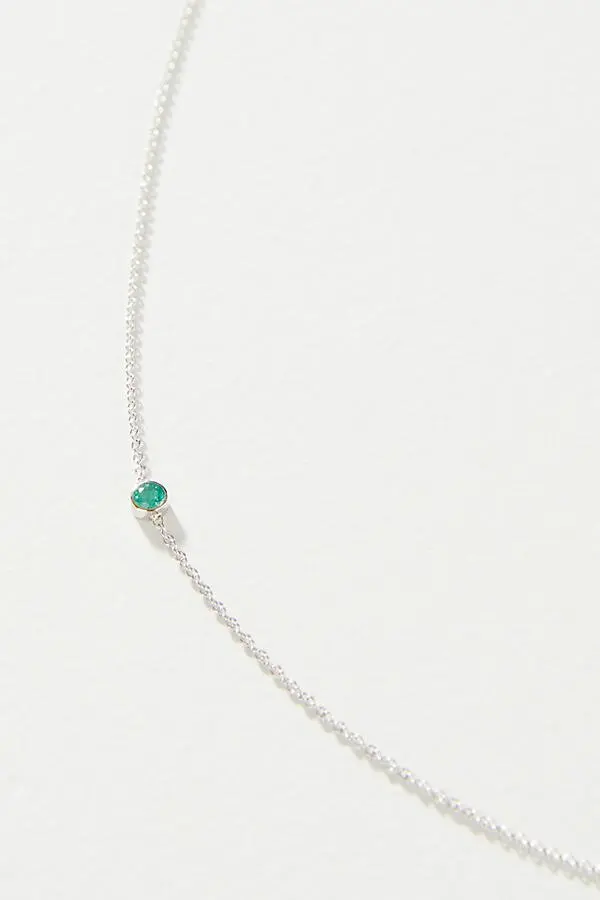 Maya Brenner Designs 14k White Gold Asymmetric Birthstone Necklace - May