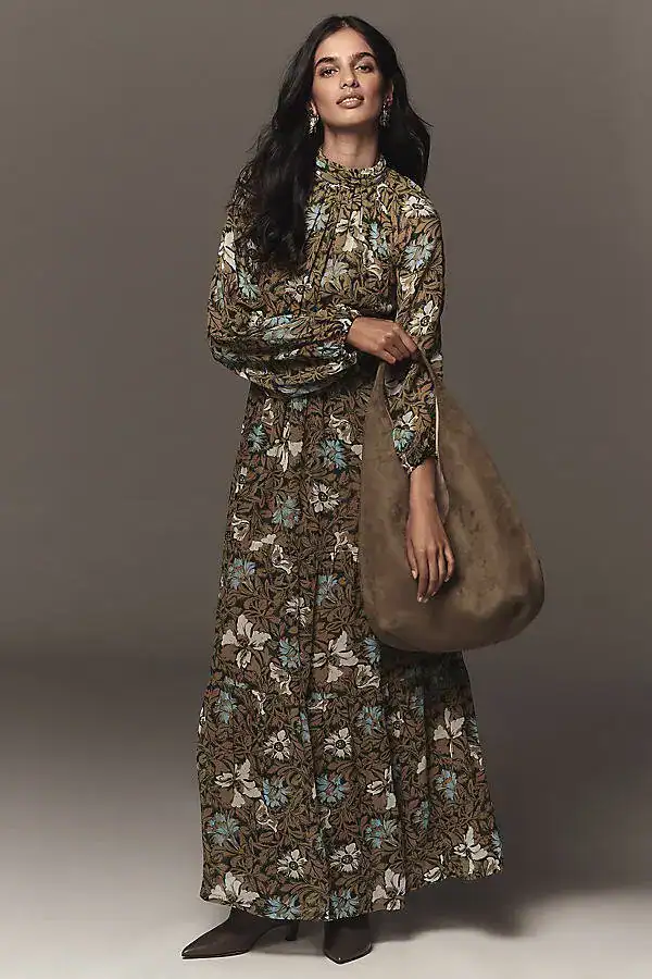 slim fit dress slacks Ever-Pretty Floral Velvet Pleated V-Neck Summer Formal Wedding Guest Dress with Pockets