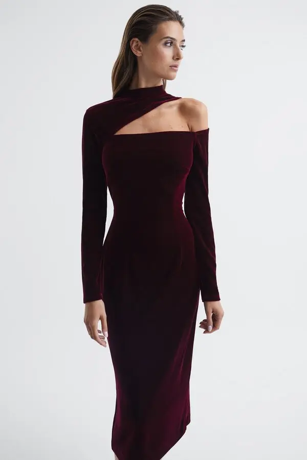 reiss tatiana asymmetric cutout velvet dress White Asymmetrical Front Detail Fitted Blazer Dress main image 1