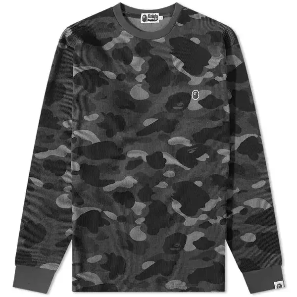 トップス 0Os A BATHING APE Camo Thermal Tee A Bathing Ape Long Sleeve Colour Camo Thermal T-Shirt - Black