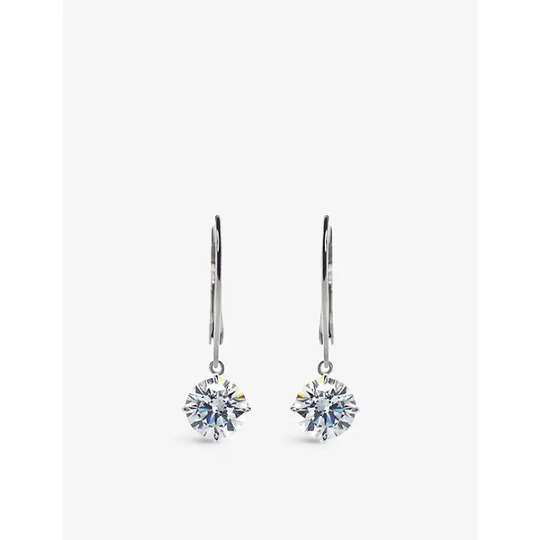 CARAT* LONDON Briar 9ct White-gold And Cubic Zirconia Drop Earrings