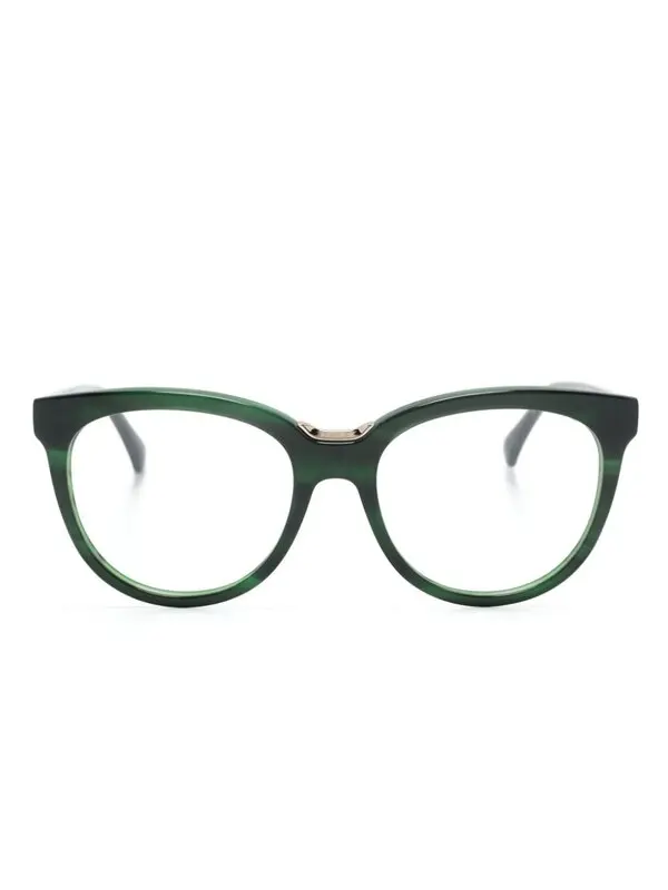 Max Mara Eyewear Logo-Print Cat-Eye Frame Glasses Green