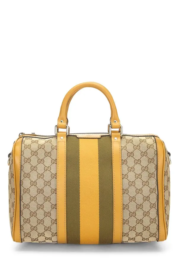 Gucci Gg Canvas Vintage Web Boston Medium - Beige