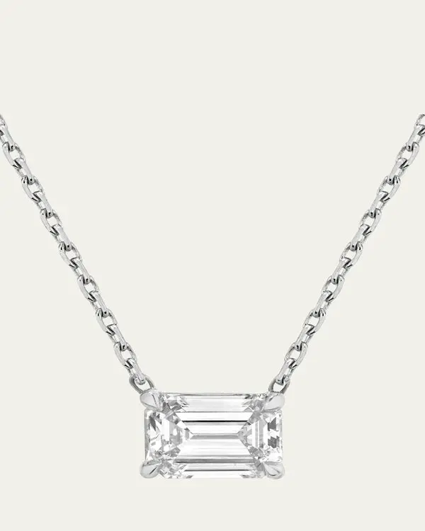 VRAI Emerald-cut Solitaire Lab Grown Diamond Necklace - White Gold