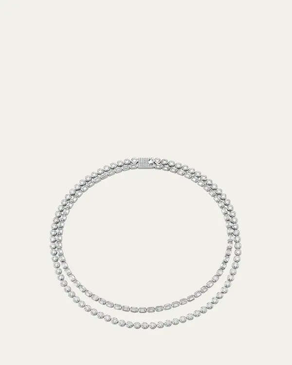 VRAI Celestial Double Strand Lab Grown Diamond Tennis Necklace - White Gold