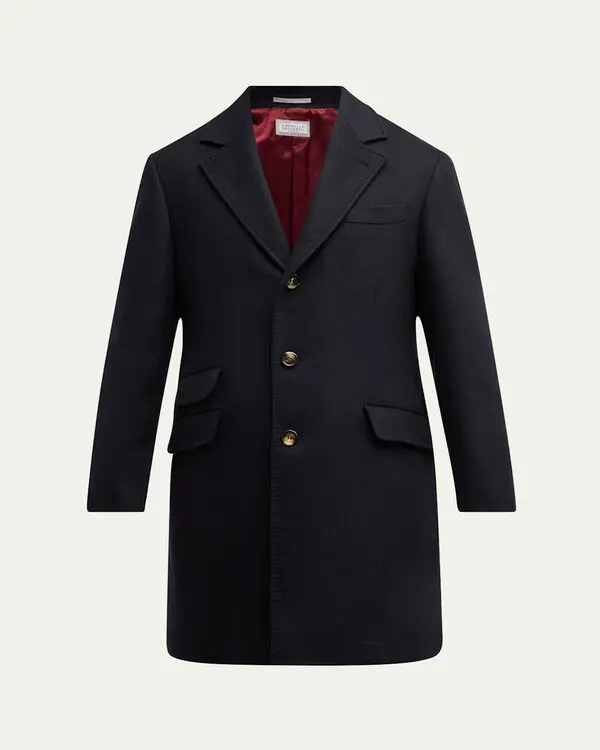 Brunello Cucinelli Traditional Fit Wool Overcoat