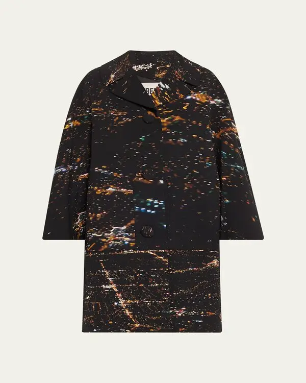 Libertine Lax Abstract Patch Pocket Wool Coat