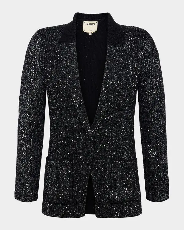 L'Agence Lenora Sequin Knit Blazer