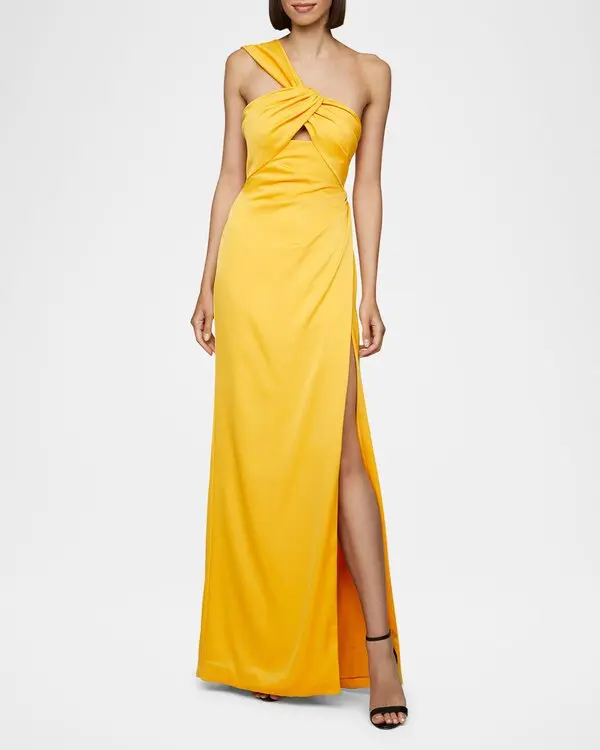 Halston Blaise One-shoulder Column Gown