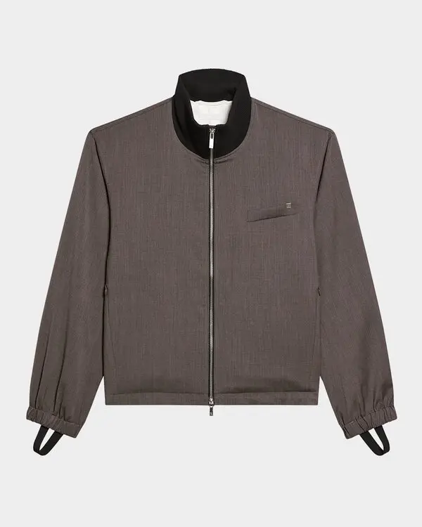 Helmut Lang Wool Full-zip Bomber Jacket - Light Brown Melange