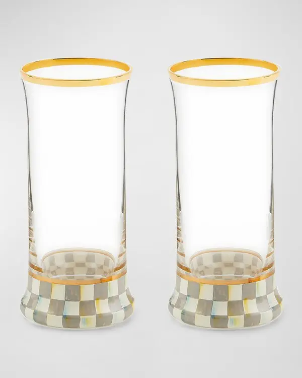 MACKENZIE-CHILDS Sterling Check Highball Glass, Set Of 2 - One-color