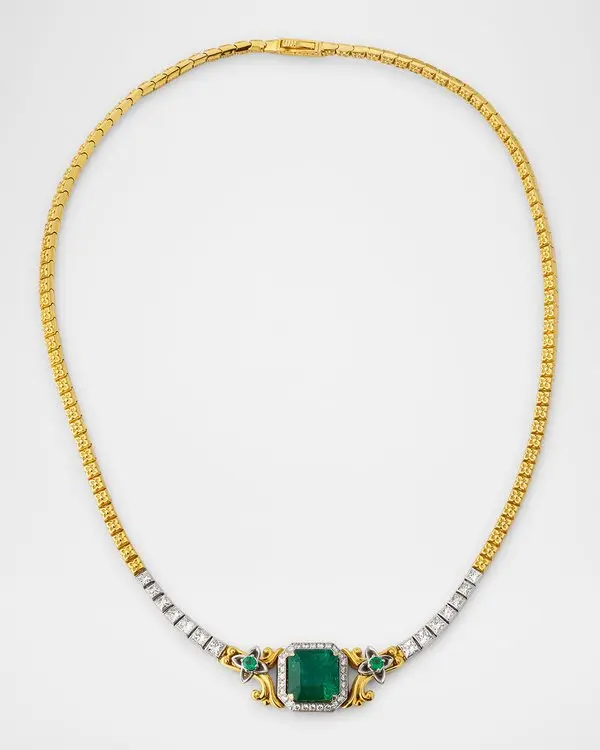 Konstantino 18k Yellow Gold Diamond And Tsavorite Necklace - Emerald