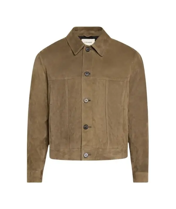 FRAME Suede Trucker Jacket - Light Olive