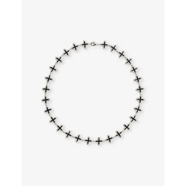 DARKAI Clover 18ct White Gold-plated Necklace - White & Black