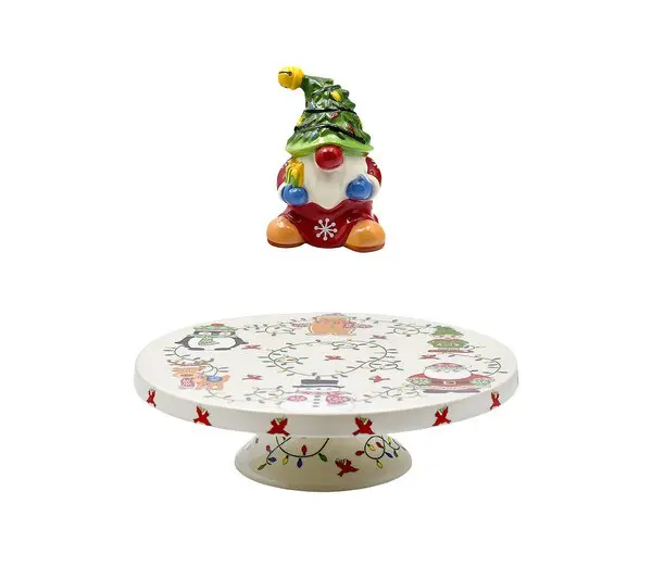 TEMP-TATIONS Seasonal Cake Plate With Figural Ornament