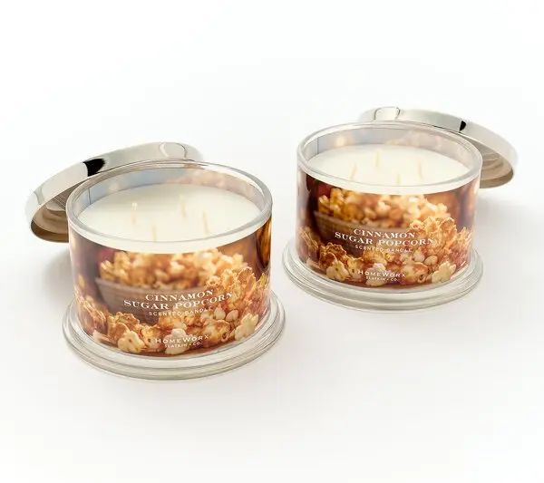 HOMEWORX BY SLATKIN + CO. S/2 Cinn Sug Popcorn 18oz Candles