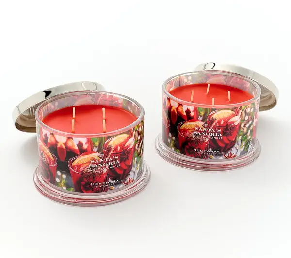 HOMEWORX BY SLATKIN + CO. S/2 Santa's Sangria 18oz Candles
