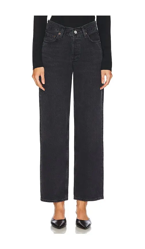 AGOLDE V Waist Baggy In Black