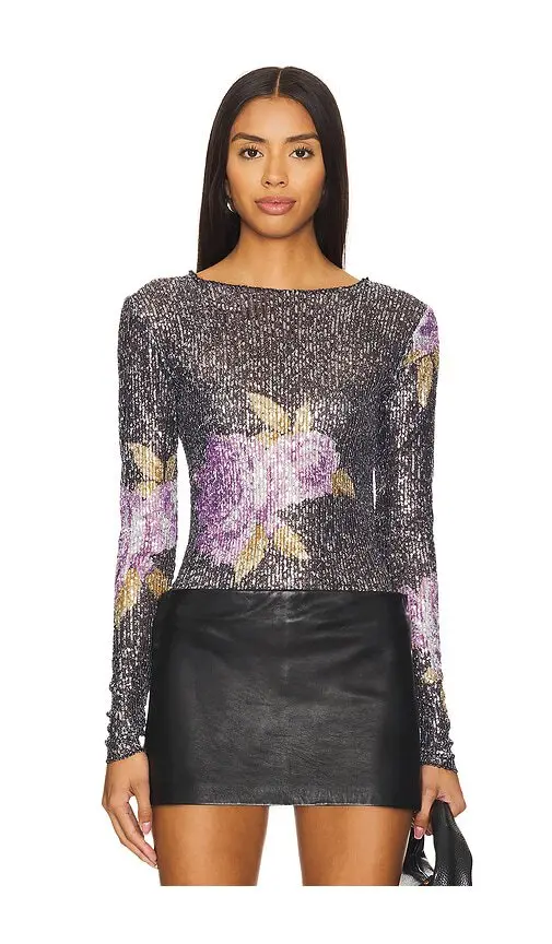 Free People X Intimately Fp Printed Gold Rush Long Sleeve - Black Combo