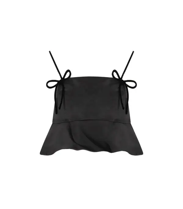GANNI Satin Bow Top