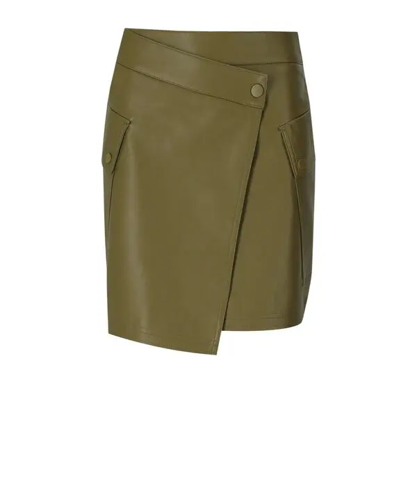 Essentiel Antwerp Faux Leather Gradual Skirt - Green