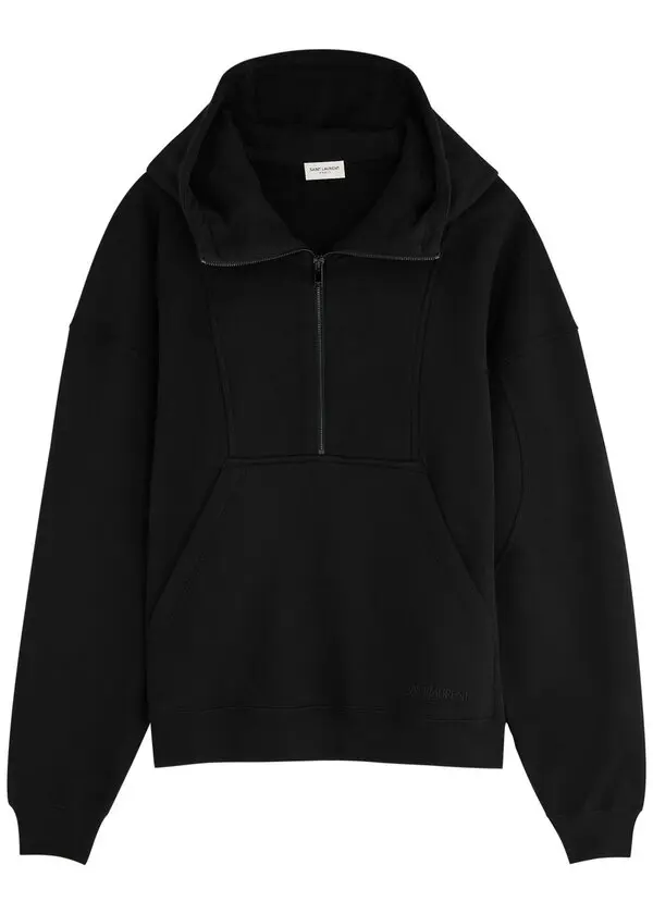 Saint Laurent Panelled Half-zip Hooded Sweatshirt