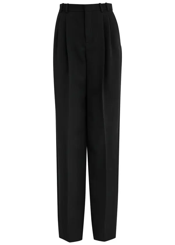 Saint Laurent Wide-leg Wool Trousers - Black