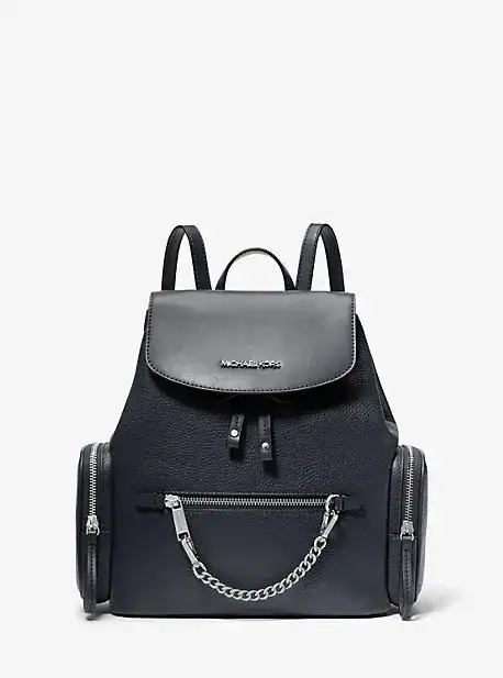 Michael Kors Jet Set Medium Pebbled Leather Backpack In Blue  display picture 1