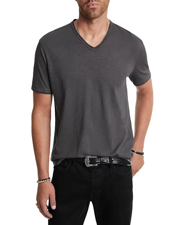 John Varvatos Miles Slub V Neck Tee - Deep Charcoal