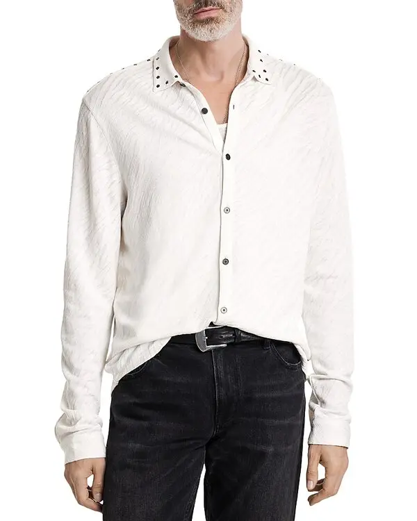 John Varvatos Franz Regular Fit Studded Jacquard Shirt