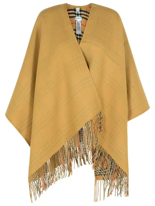 Burberry Reversible 'check' Wool Cape - Beige