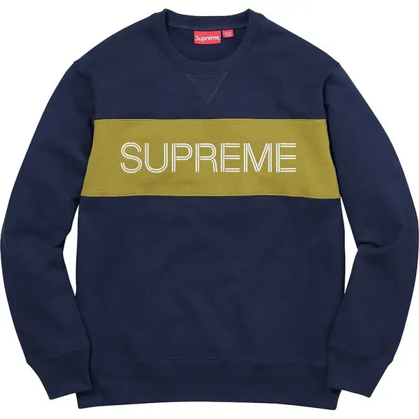 Supreme Zig Zag Stitch Panel Crewneck Sweatshirt - Navy Blue