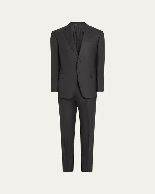 Giorgio Armani Basic Wool Two-piece Suit - Solid Black