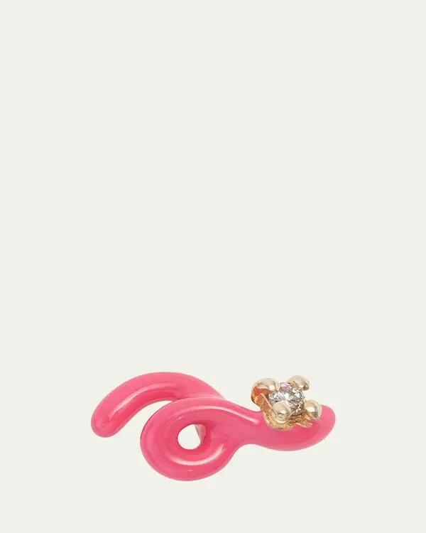 Bea Bongiasca 9k Yellow Gold, Sterling Silver And Diamond Mini Loop Single Earring