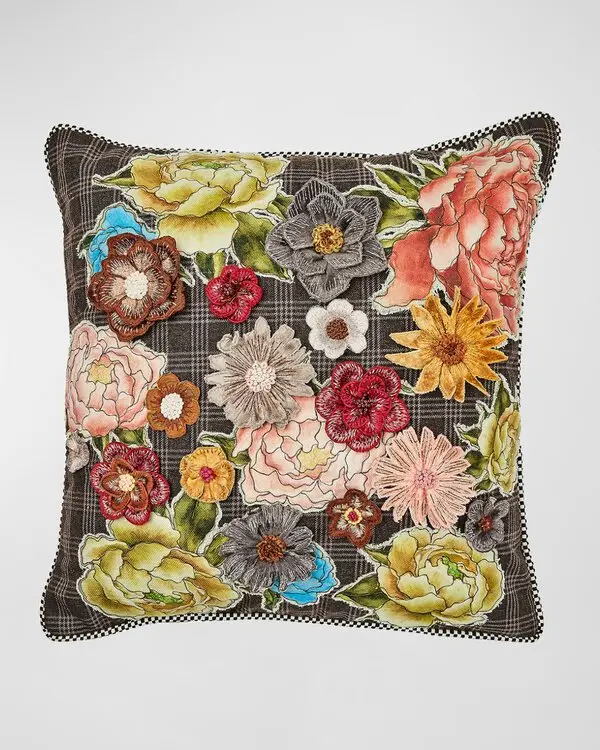 MACKENZIE-CHILDS Field Study Embroidered Throw Pillow, 20" Square