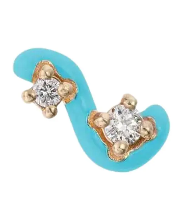 Bea Bongiasca 9k Yellow Gold, Sterling Silver & Diamond Mini Loop Earring