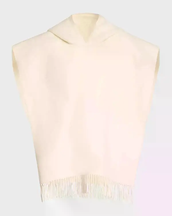 Brunello Cucinelli Double-face Cashmere Hooded Mid-length Poncho With Fringe