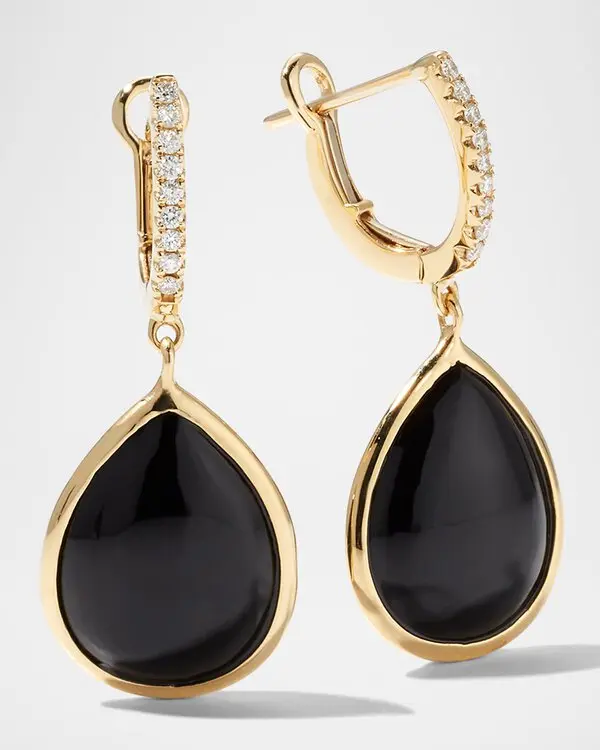 FREDERIC SAGE 14k Yellow Gold Luna Drop Earrings - Onyx