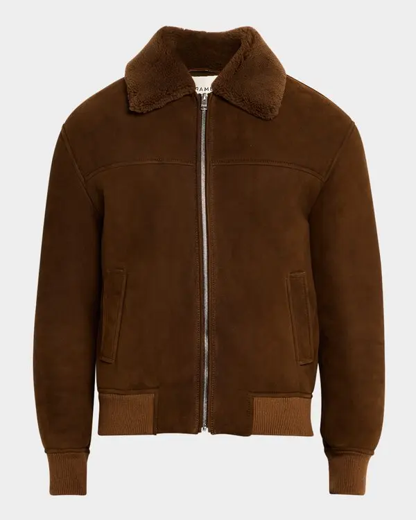 FRAME Suede Shearling Bomber Jacket