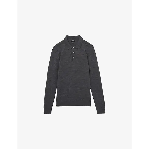 REISS Trafford Polo-collar Slim-fit Wool Jumper - Derby Grey Marl