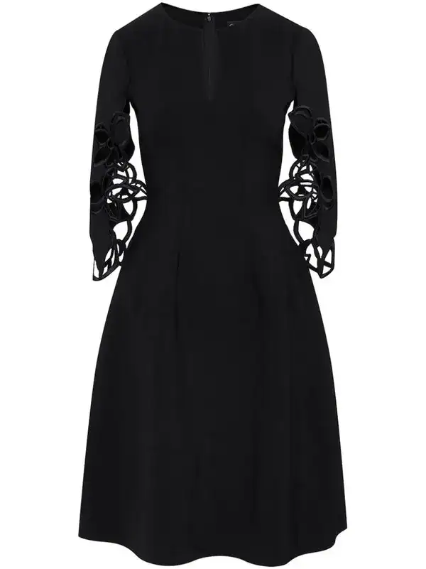 princess polly baby blue dress Oscar De La Renta Orchid Sleeve Split-Neck Dress In Black - 50% Off