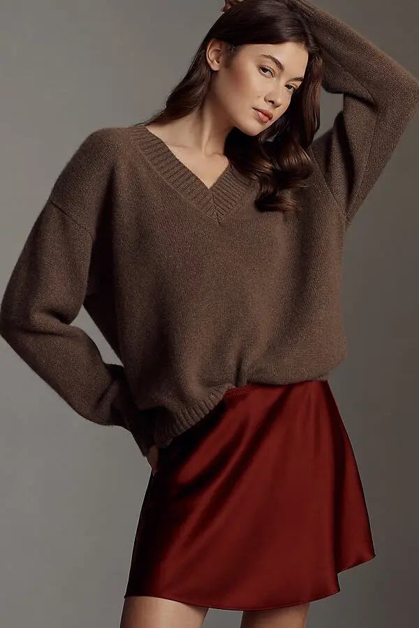 REFORMATION Brandy Satin Mini Skirt - Wine