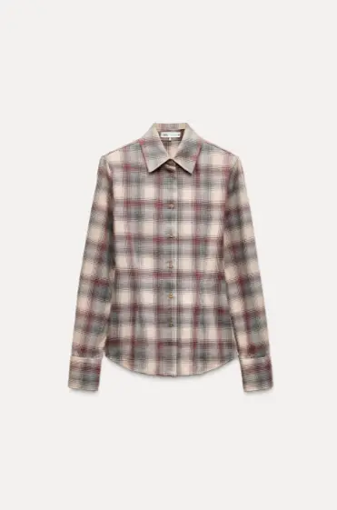 Zara Plaid Shoulder Pad Shirt Zw Collection In Gray - 2% Off | Editorialist