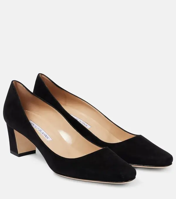 Manolo Blahnik Okkatopla 50 Suede Pumps - Black