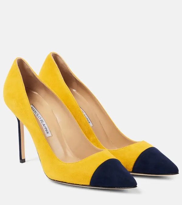 Manolo Blahnik Capcour 105 Suede Pumps - Yellow