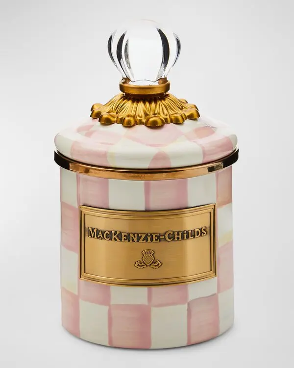 MACKENZIE-CHILDS Rosy Check Enamel Canister, Mini - One-color