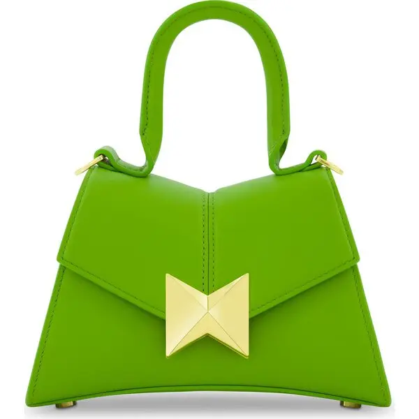 Mac Duggal Leather Mini Handbag With Gold Hardware - Pear