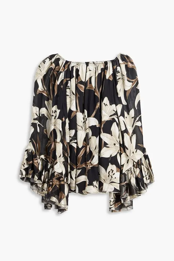 Alice + Olivia Floral-print Satin Blouse